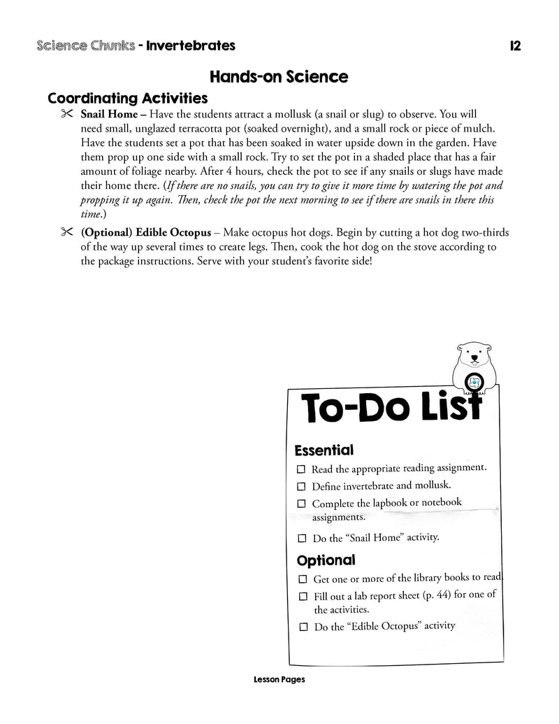 Science Chunks - Invertebrates | A Science Unit Study