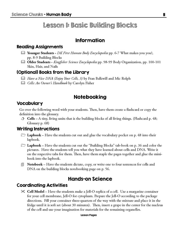 Science Chunks Human Body Unit | Elemental Science