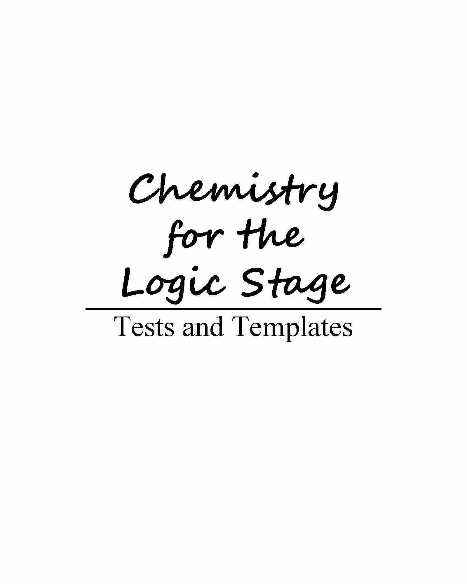 Chemistry for Logic Stage Tests,Templates | Elemental Science