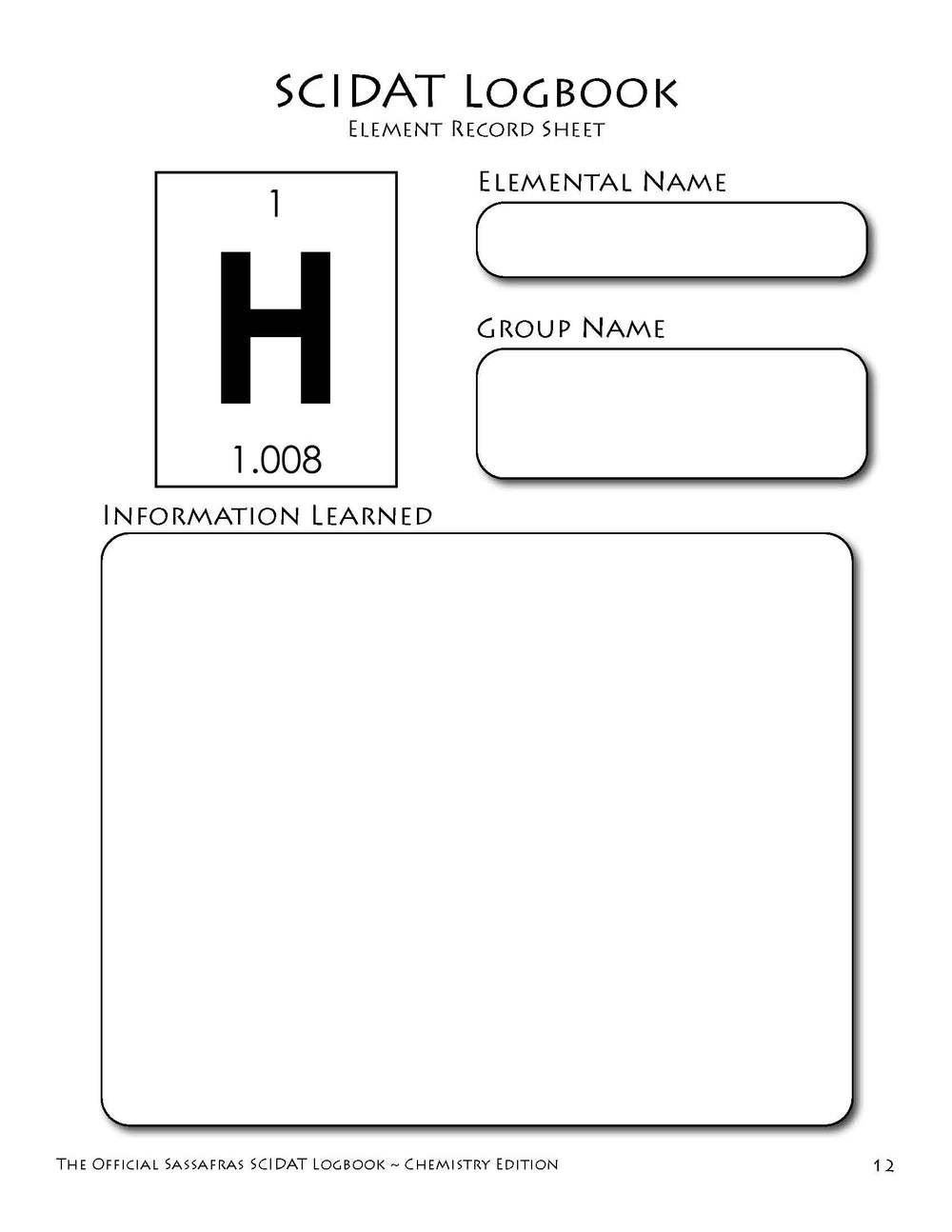 Sassafras SCIDAT Logbook: Chemistry Edition | Elemental Science