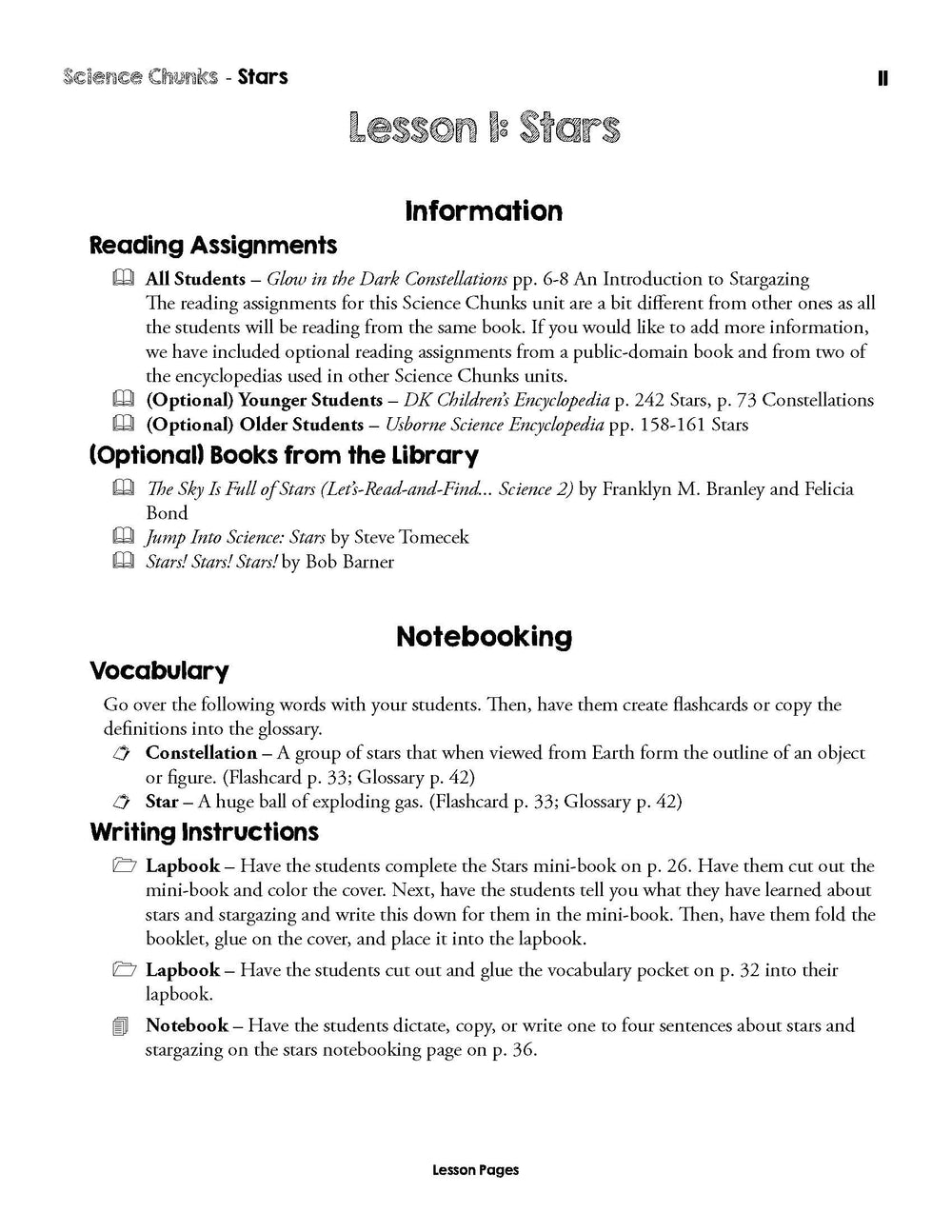 Explore Science Chunks Stars Unit