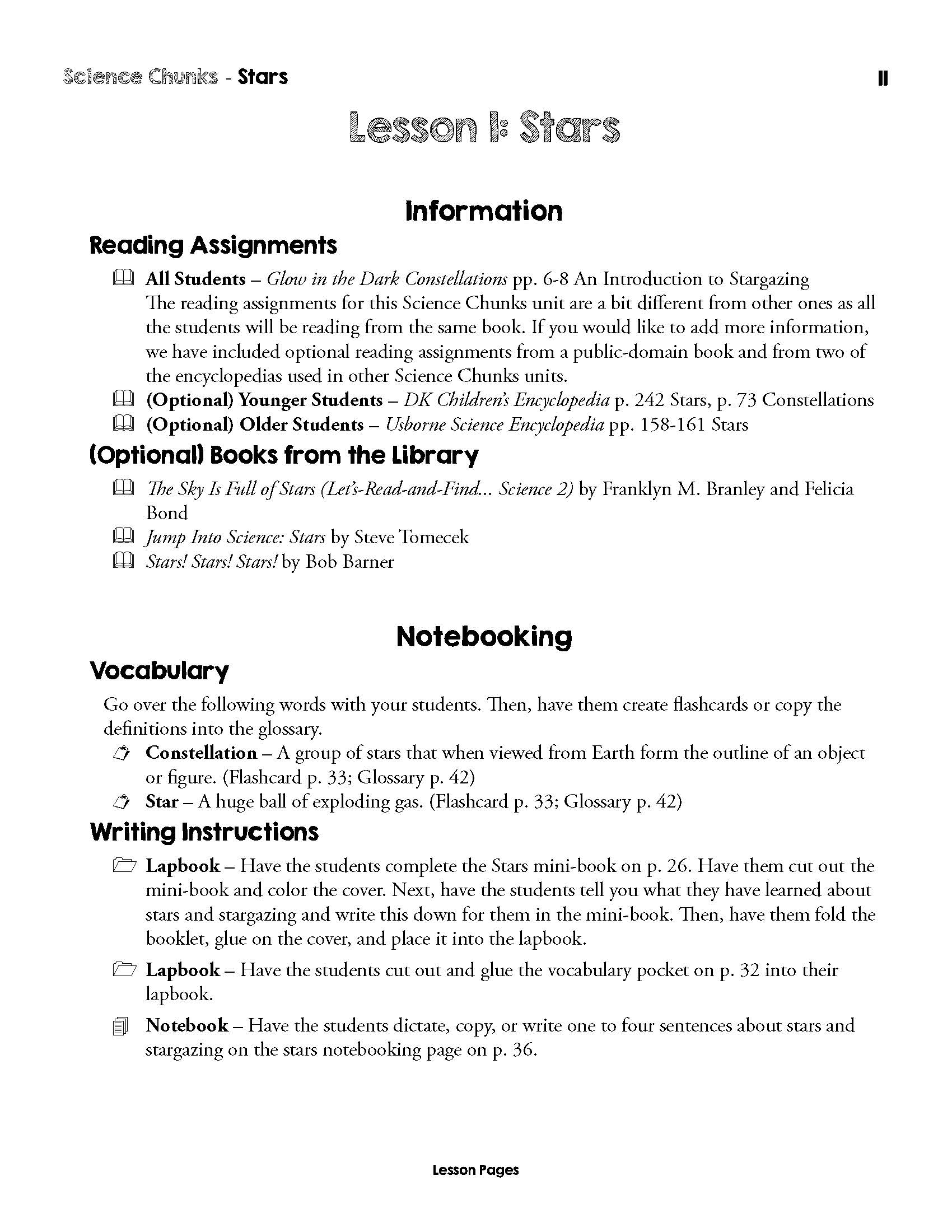 Explore Science Chunks Stars Unit